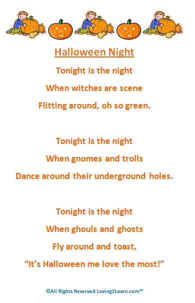 Halloween Poems Printable Halloween Poems For Kids