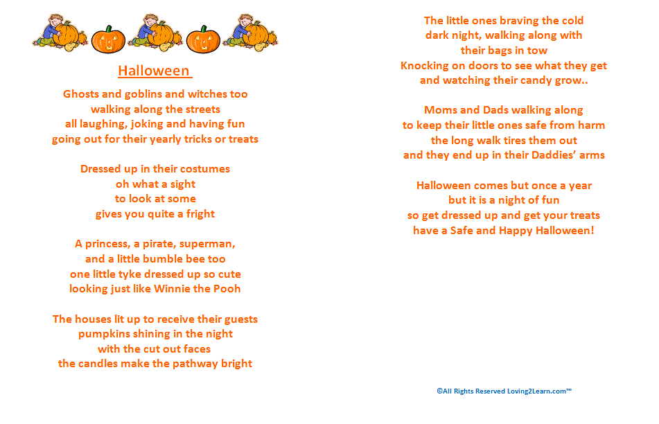 Halloween Poems - Printable Halloween Poems for Kids