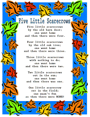Fall Rhymes & Songs: "Five Little Scarecrows" and Sing Along Learning Video