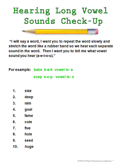 Long Vowel Sounds Assessment and Teaching Video