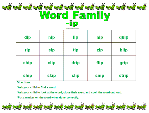 Word Family “ip” Book, Game, and Learn Along Video