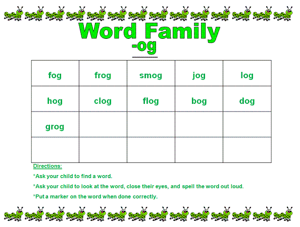 Word Family “og” Book, Game, and Learn Along Video